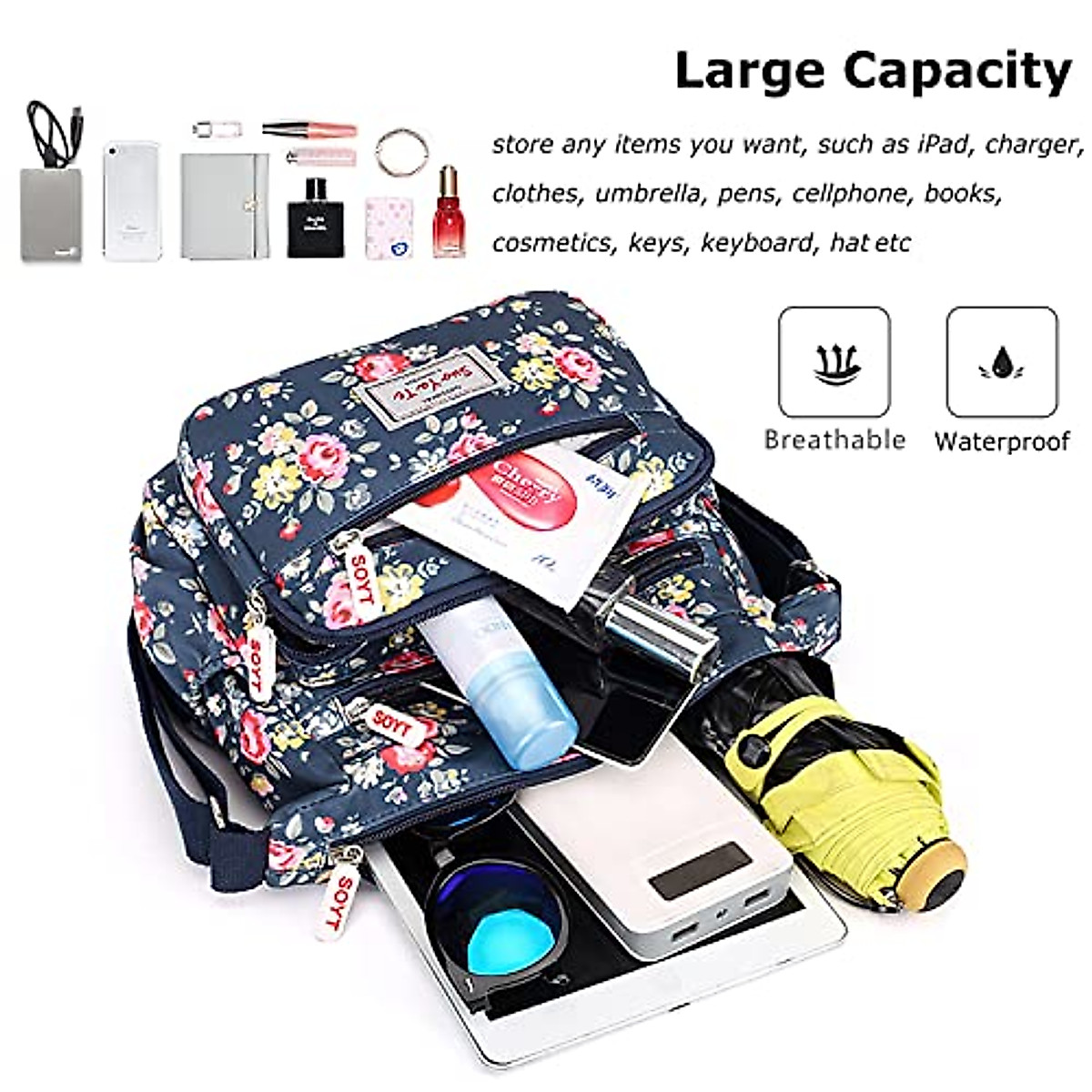 LassZone Women's Totes Bag Multi-Pocket Casual Handbags Crossbody Shoulder Bags for Women Ladies Girls Simlish Shopping Bag