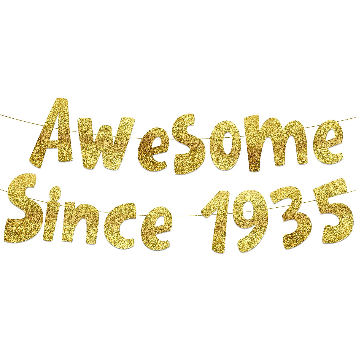 Awesome Since 1935 Gold Glitter Banner - 89th Birthday Party Decorations