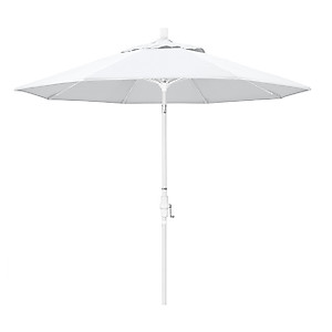California Umbrella GSCUF908170-F04 9' Round Aluminum Fiberglass Rib Market Patio Umbrella, White Pole