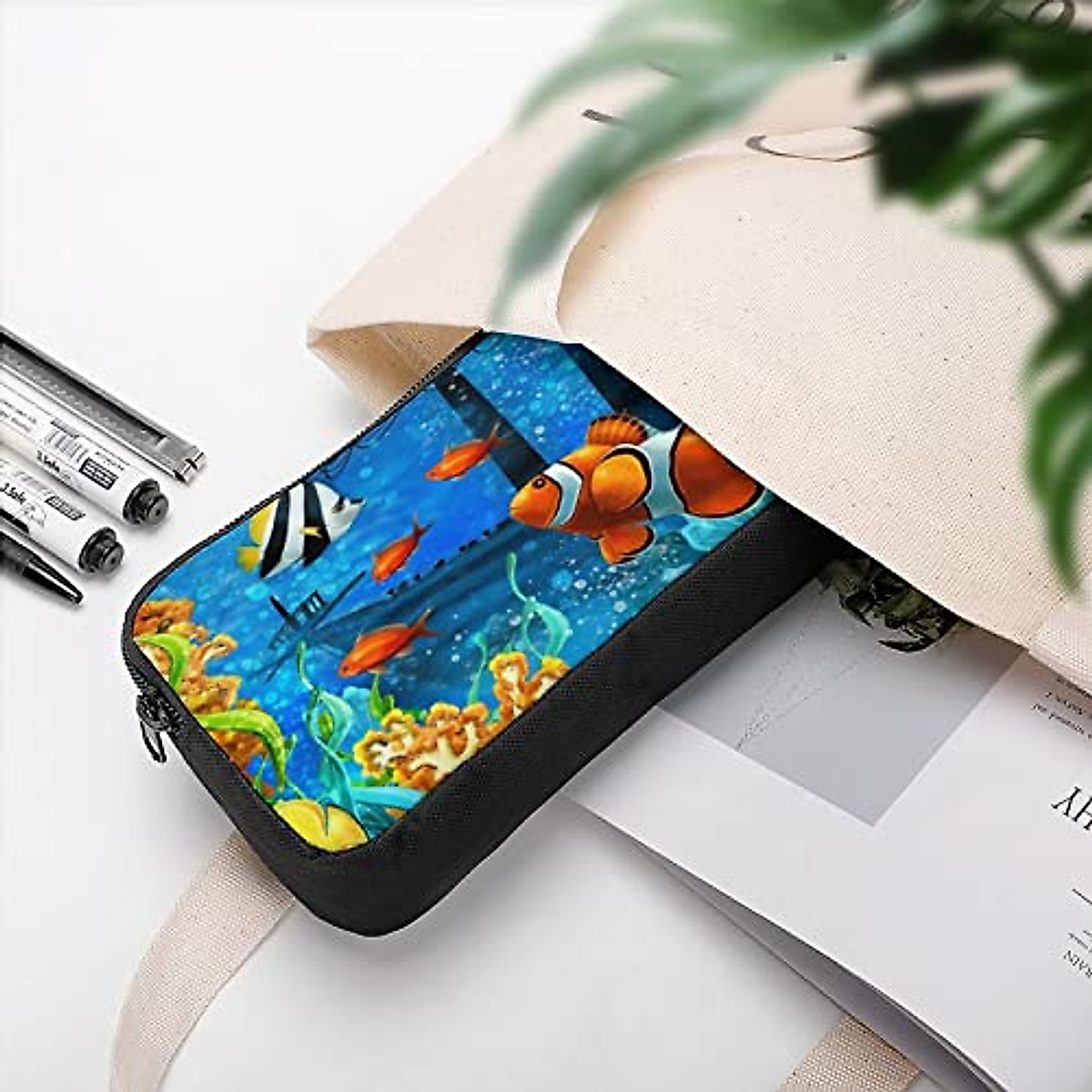 Tropical Fish Pencil Case Stationery Pen Pouch Portable Makeup Storage Bag Organizer Gift