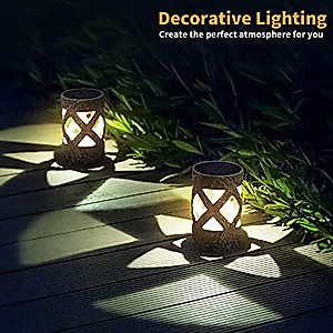 MXwcy Solar Garden Lights Outdoor Yard Rock Lights Led Landscape Lighting for Pathway Lawn Patio Yard Walkway, 2 Pack (Warm White)