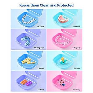 JMU Retainer Case with Vent Holes, Mouth Guard Case Denture Case(Teal)