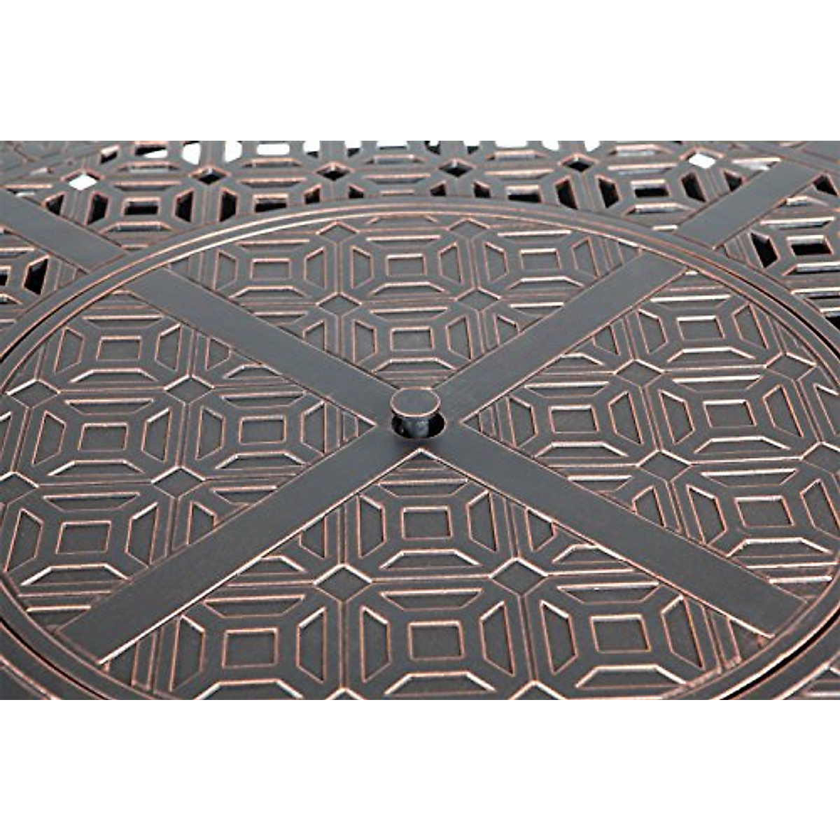 Fire Sense 62262 Dynasty Art Deco Aluminum Convertible Gas Fire Pit Table 55,000 BTU Multi-Functional Outdoor with Fire Bowl Lid, Nylon Weather Cover & Clear Fire Glass - Bronze Finish - Round - 44"