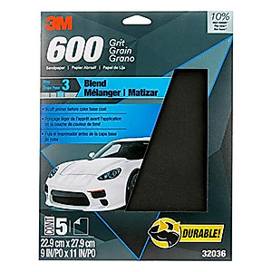 3M Wetordry Sandpaper, 32036, 600 Grit, 9 in x 11 in, 5 Sheets Per Pack