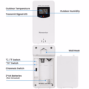 Newentor Indoor Outdoor Wireless Remote Sensor, Temperature and Humidity Meters for Q3/FJ3378, Q5/FJ3383B, Q6
