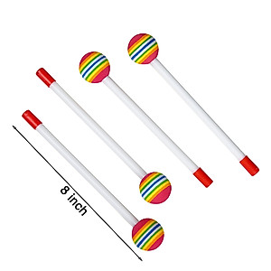10 Pieces Drum Sticks for Kids, Rainbow Lollipop Drumsticks Soft Foam Head Beat Toy Percussion Mallets