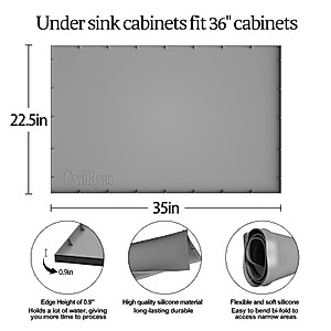 Under Sink Mat for 36" Cabinet, Holds Over 3.3 Gallons, Silicone Waterproof Mat, Under Sink Liner Sink Cabinet Protector for Water Drips, Leaks, Spills Gray 35x22.5 inch