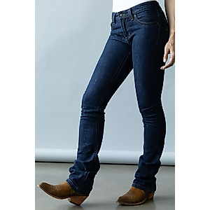 Kimes Ranch Women's Betty Western Style Bootcut Mid-Rise Straight Fit Durable Shape-Saving Dark Blue Riding Jeans, 10-34