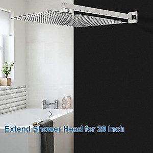 HarJue Shower Arm, Rain Shower Head Extension Extender, With Flange and Teflon Tape, Made of Thicken Stainless Steel for Bathroom Rainfall Showerhead (20 Inch, Chrome)