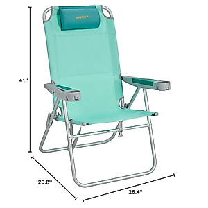 #WEJOY 17 in Oversized Beach Chair, 5 Adjustable Reclining Folding Backpack Beach Chairs for Adult, High Back Seat Chair with Bottle Opener,Handle Strap,Phone&Cup Holder for Camping Sand,300 Lbs