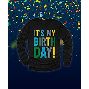 It's My Birthday Toddler Kids Shirt Gifts for Girls Boys 2nd 3rd 4th 5th Bday Toddlers Long Sleeve T-Shirt 3T Black