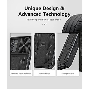 Case Designed for Samsung Galaxy A13-5G: Rugged Protective A13 4G Cell Phone Cover with Built in Kickstand & Slide - TPU Shockproof Bumper Textured Matte Case Military-Grade Drop Protection - Black