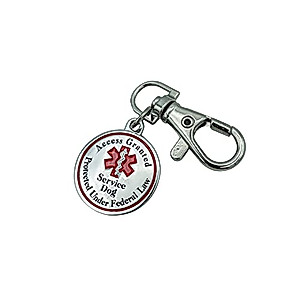 December Pets Service Dog Tag Double Sided Red Medical Alert Symbol Medal for Small Dogs Use for Collars Harness Vest Easy to Switch Pet ID