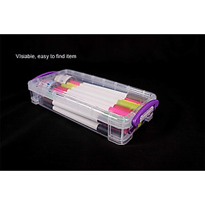 suituts 6 Pack Clear Large Capacity Plastic Storage Box/Storage Case, Brush Painting Pencil Storage Box, Office Supplies Organizer Storage Box for Crayons, Markers (8.5x3.9x1.6 Inch)