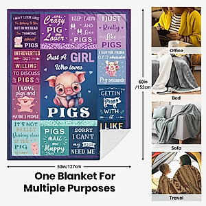 Solzien Pig Blanket 60"X50", Pig Gifts for Pig Lovers Women, Pig Gifts for Girls, Pig Decor for Pig Lovers, Cute Throw Pig Blanket, Pigs in A Blanket, Pig Themed Gifts, Just A Girl Who Loves Pigs