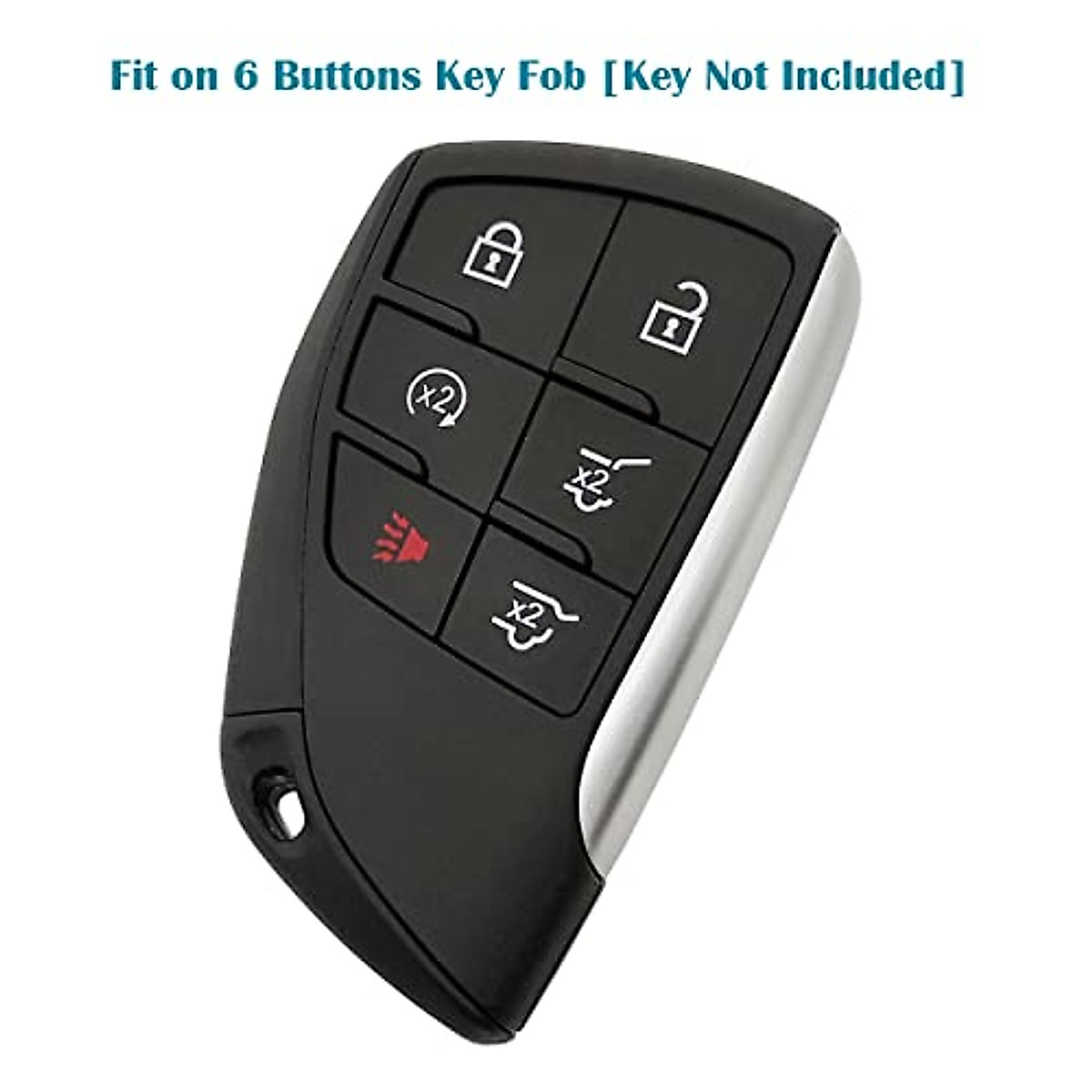 vurbemes 360 Degree Soft TPU Protector Key Fob Cover Case fit for 2019 2020 2021 2022 GMC Yukon Chevy Chevrolet Suburban Tahoe GM Buick Encore Keyless Entry Key Fob (6 Button, Black)