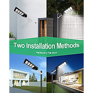 FRAPOW 2 Pack of 600W Solar Street Light Outdoor, 60000LM Waterproof Parking Lot Commercial Light with Remote Control and Motion Sensor, Dusk to Dawn Flood Light for Garden Yard Path