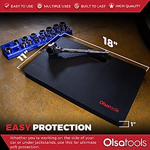 Olsa Tools Mechanics Kneeling Pad | Protection Knee Pads | Kneeling Work Mat | Under Car Mat | Creeper Pad | Work Pad | Foam Pad | 18" x 11" x 1"