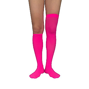 spomei Women Nylon Opaque Thigh High Stockings, School Girl Sheer Over Knee Silk Socks For Cosplay/Halloween Party NL-W3((Rose)