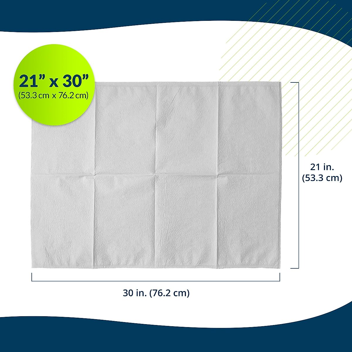 TIDI 919365 Disposable Pillowcases, White, 21” Wide x 30” Long (Pack of 100) ― Single-Use Pillowcases ― Tissue with Poly Back To Help Prevent Leak-Through ― Pebble Embossed ― Medical Supplies