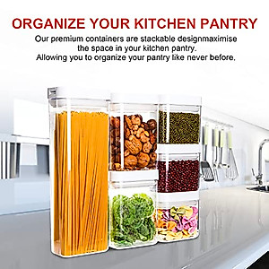 Gurislife Airtight Food Storage Containers Set of 6(Contains 3 sizes),Kitchen Pantry Organization BPA Free Plastic Cereal Containers Storage with Easy Lock Lids,0.4Lx3pc/0.7Lx2pc/1.5Lx1pc