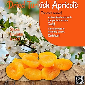 Oh! Nuts Dried Turkish Apricots - 2 LB Bulk | Fresh Dehydrated Natural Apricots, Sundried Unsweetened Dried Fruit for Snacking & Baking | No Sugar Added, All Natural, Non-GMO, Gluten-Free