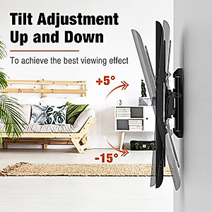 GINKGO TV Wall Mount for Most 26-55 Inch TVs, Full Motion TV Mount with Swivel, Tilt and Extension Arm, Wall Mount TV Bracket Single Stud Center Angle Design, Max VESA 400x400mm