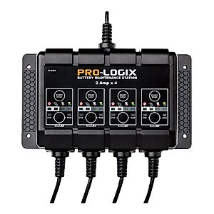 Clore Automotive PL4020, Pro-Logix 4-Bank, 8-Amp (2-Amp Per Bank) Fully Automatic Smart Charger, 12V Battery Charger, Battery Maintainer, Desulfator with Temperature Compensation, Black