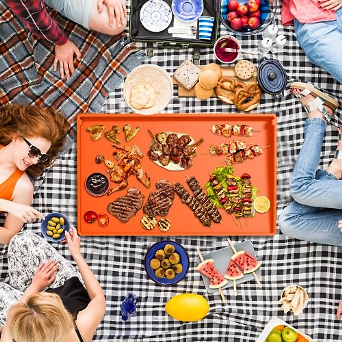 28" Griddle Mat Silicone For Blackstone, Top Choice For Blackstone Griddle Accessories,Food Grade Silicone Grill Mat,Silicone Griddle Cover Perfect Cover Grill From Damage,Insects, Rust,（Orange）