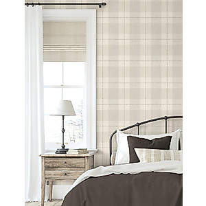 NextWall Lenox Hill Plaid Peel and Stick Wallpaper (Neutral)