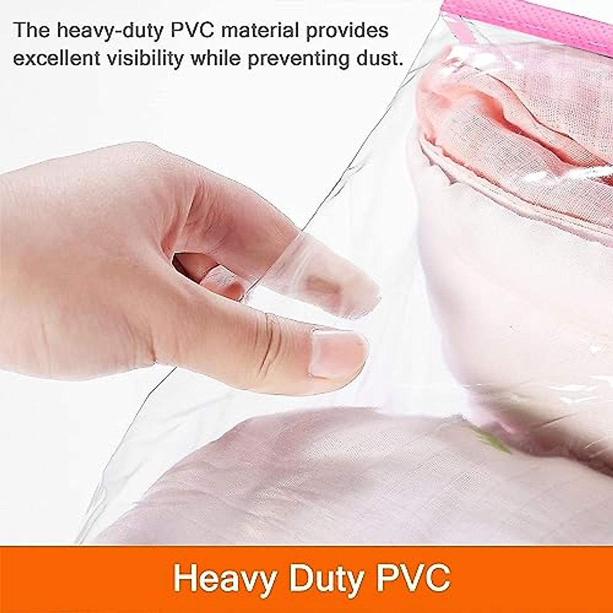 Vieshful 3 Pack Clear Clothes Storage Bag, 40L Zippered Closet Organizer, Plastic Storage Containers Moving bags for Comforter, Blanket, Bedding, Duvet, Toys (Blue)