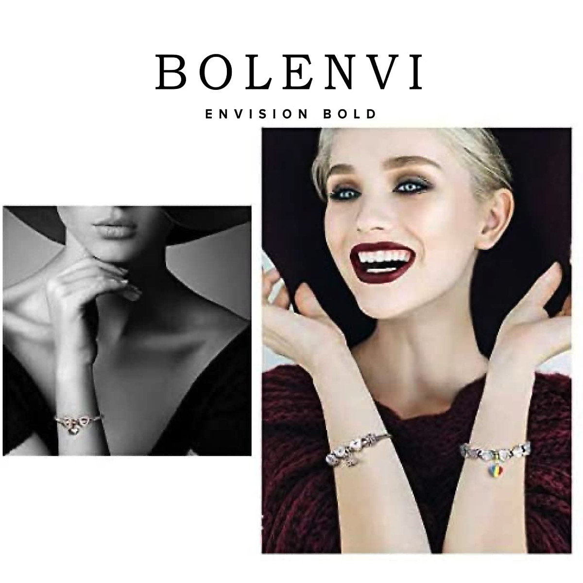 Adjustable European Charm Bracelets 3mm Steel Snake Chain Fits Pandora Beads Pendants & More (Black Leather Sliding Bracelet)