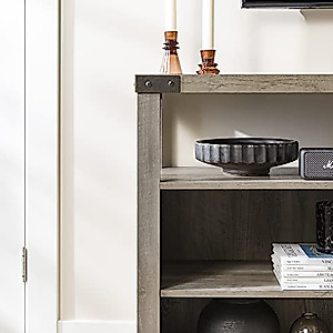 Walker Edison Georgetown Modern Farmhouse Double Barn Door Highboy Storage TV Stand for TVs up to 65 Inches, 58 Inch, Grey Wash