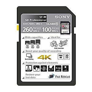 Sony M Series SDXC UHS-II Card 64GB, V60, CL10, U3, Max R277MB/S, W150MB/S (SF-M64/T2), Black