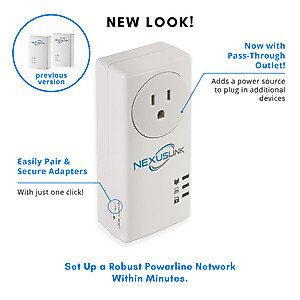 NexusLink G.hn Powerline Ethernet Adapter | 1200 Mbps | Gigabit Port, Power Saving, Home Network Expander with Stable Ethernet Connection for Online Gaming, Video Streaming | 2-Unit Kit (GPL-1200-KIT)