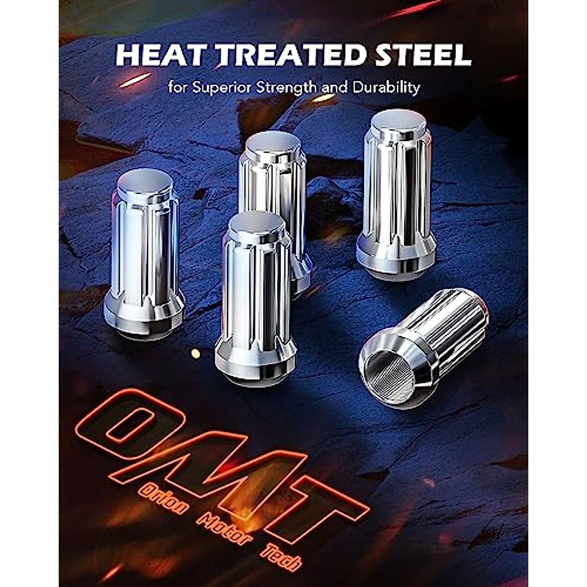 M14x1.5 Spline Lug Nuts with Cone Seat, Chrome Plated Wheel Lug Nuts Compatible with Chevrolet Silverado Suburban 1500 Ford Expedition F-150 Ram 1500& More, Set of 24