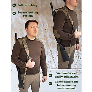 Underalert Rifle Sling with Metal Swivels and Neoprene Padding, Adjustable Gun Sling Shotgun Sling for Hunting with Shell Holder Acc. Gun Strap for Rifle 2 Point, For 12GAs and Rifles (Waterfowl Camo)