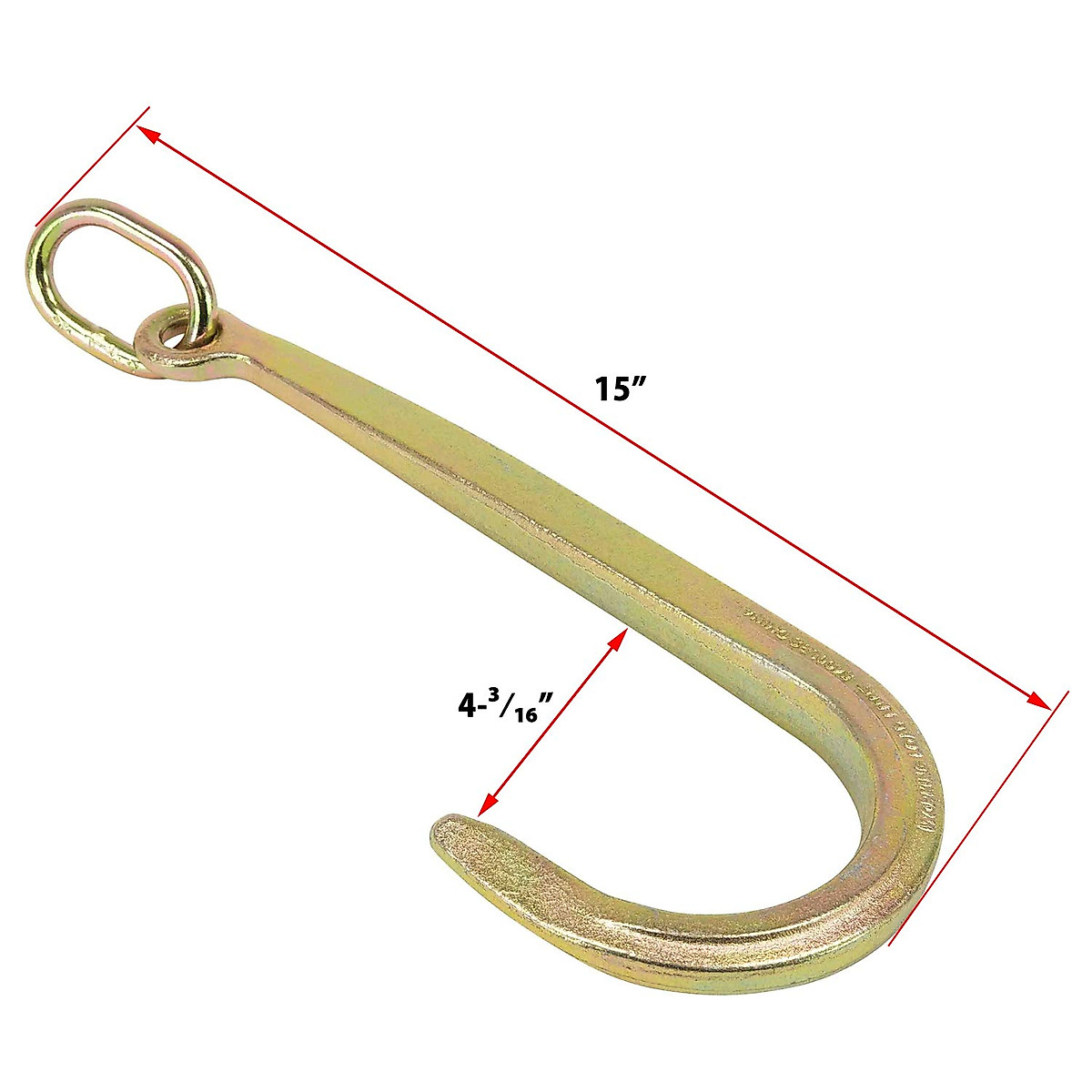 Mytee Products (2 Pack 15" Inch J Hook Heavy Duty Grade G70 Tow Axle Strap Wrecker Roll Back Clevis 5400#