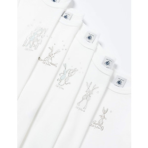PETIT BATEAU UNISEX Babies' Rabbit Themed Long-Sleeved Cotton Bodysuits - 5-Pack STYLE A00SX SIZES 1-36 MONTH (SIZE 12 MONTH STYLE A00SX)