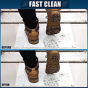 Sticky Mat for Construction or Cleanroom Floor - 4 Pack Adhesive Mats 17’’ x 13’’ - 30 Tacky Sheets Per Mat - Removes Dirt Dust Debris Sand Hair - Includes Handheld Mat