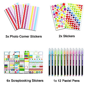 Vienrose 80 Pages Scrapbook Album DIY Scrap Book Photo Albums Thick Kraft Scrapbooking Kit for Wedding Birthday Christmas Mother's Day, Black 11x8 Inches