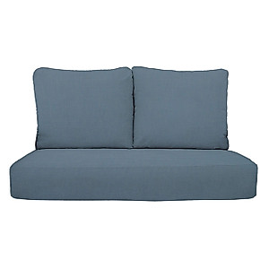 RSH DECOR: Sunbrella Deep Seating Loveseat Cushion Set | 46” x 26” Loveseat | Performance Fabric | Outdoor Foam Settee and Pillow Back Cushions for Patio Furniture | Canvas Air Blue