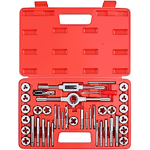 EFFICERE 40-Piece Premium Tap and Die Set, SAE Unified Screw Thread, Size #4 to 1/2” | Include UNC Coarse, UNF Fine and NPT Threads | Essential Threading Tool Kit with Complete Handles and Accessories
