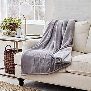Eddie Bauer | Smart Heated Electric Throw Blanket - Reversible Sherpa - Hands Free Control - Wi-Fi Only (2.4GHz) - Compatible with Alexa, Google, iOS, Android - Gray