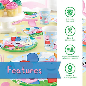Peppa Pig Birthday Party Supplies, Peppa Pig Party Supplies and Decorations for 16 Guests, With Table Cover, Plates, Napkins, Cups and Sticker