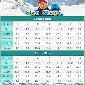 Boys Ski Jacket Snow Jacket Pants Suits Windproof Waterproof Winter Coats 25GR,8