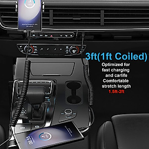 Retractable USB C Cable, 2Pack 3ft Coiled USB-C to Type C Fast Charge Cord for Car, USB-C Charging Cable for iPhone 15/15 Pro Max, Pixel 8 7 Pro 7a 6 5 4 XL,Samsung Galaxy S24 S23 Ultra S22 A54 A14 5G