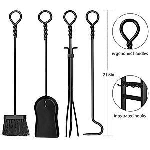 AMAGABELI GARDEN & HOME 30.7in Fireplace Tools Set Indoor Outdoor Fire wood Holders Wood Holder Rack Lumber Storage Firewood Rack Stacking Heavy Duty