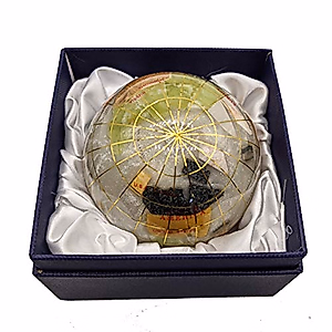 Unique Art 3-Inch Pearl Swirl Ocean Gemstone World Globe Paper Weight
