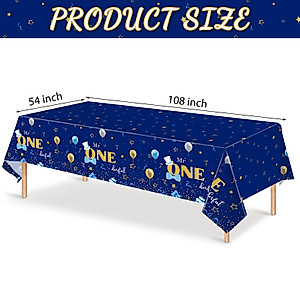 Tiamon 3 Pieces Boy 1st Birthday Party Tablecloths Party Supplies Little Man Table Cover for Baby Boy Baby Shower Decorations(Royal Blue)